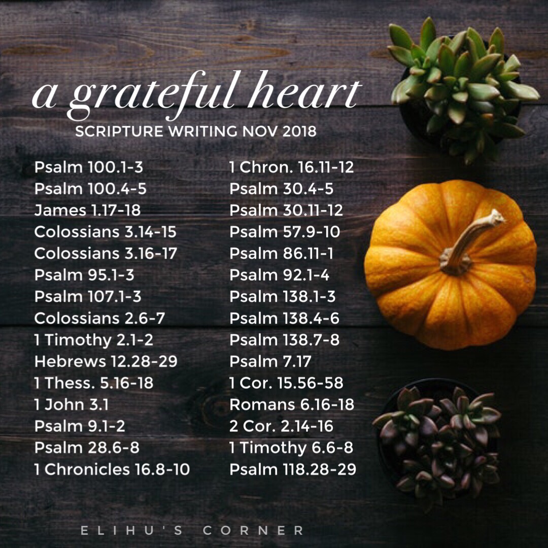 A Scripture Writing Plan for November – Elihu's Corner