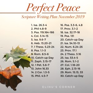 Perfect Peace: November Scripture Writing Plan – Elihu's Corner
