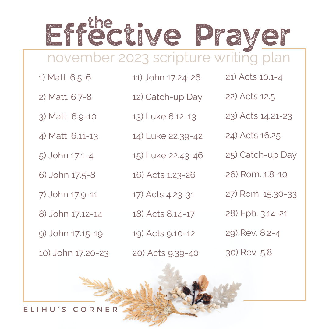 Scripture Writing Plans – Elihu's Corner