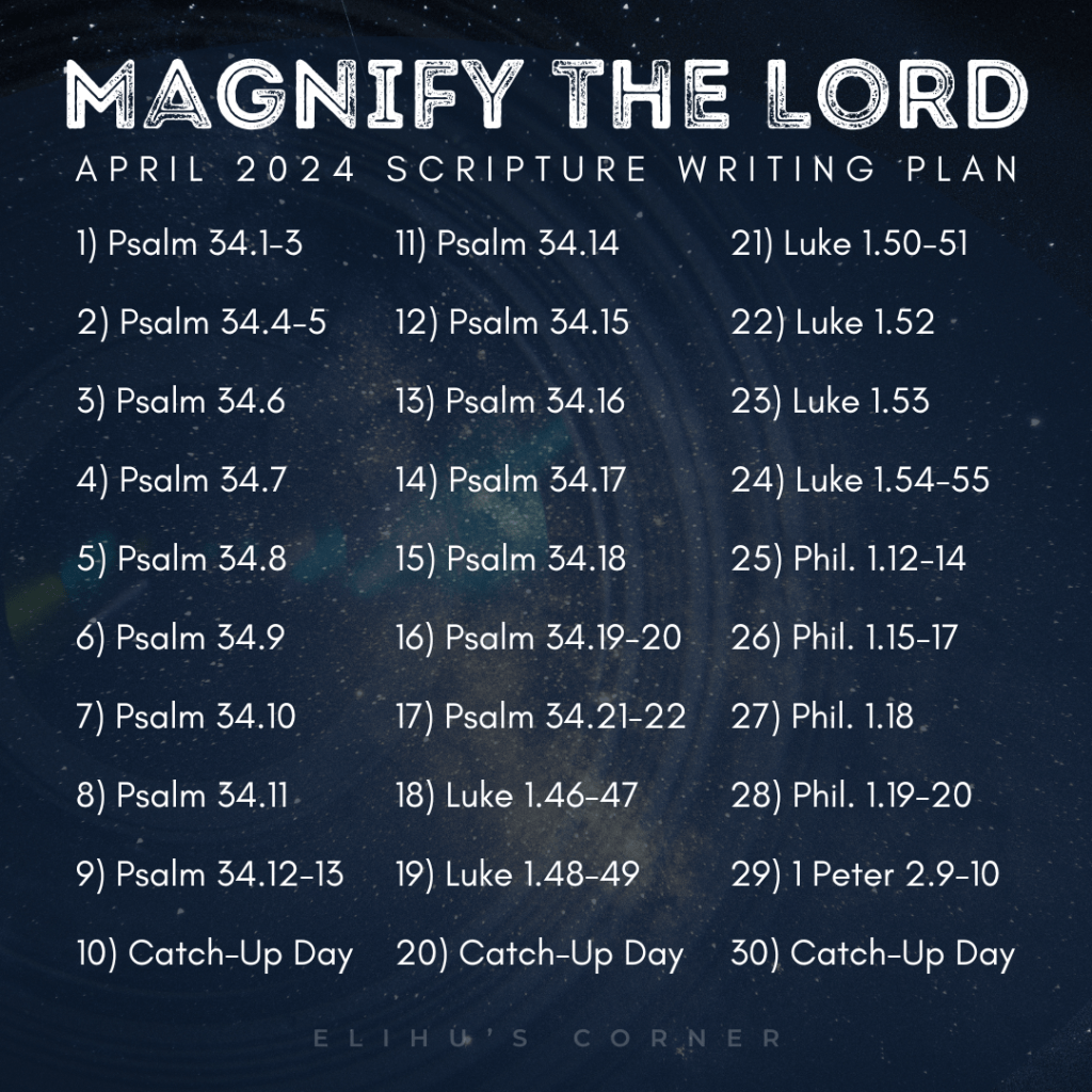 Scripture Writing Plans – Elihu's Corner