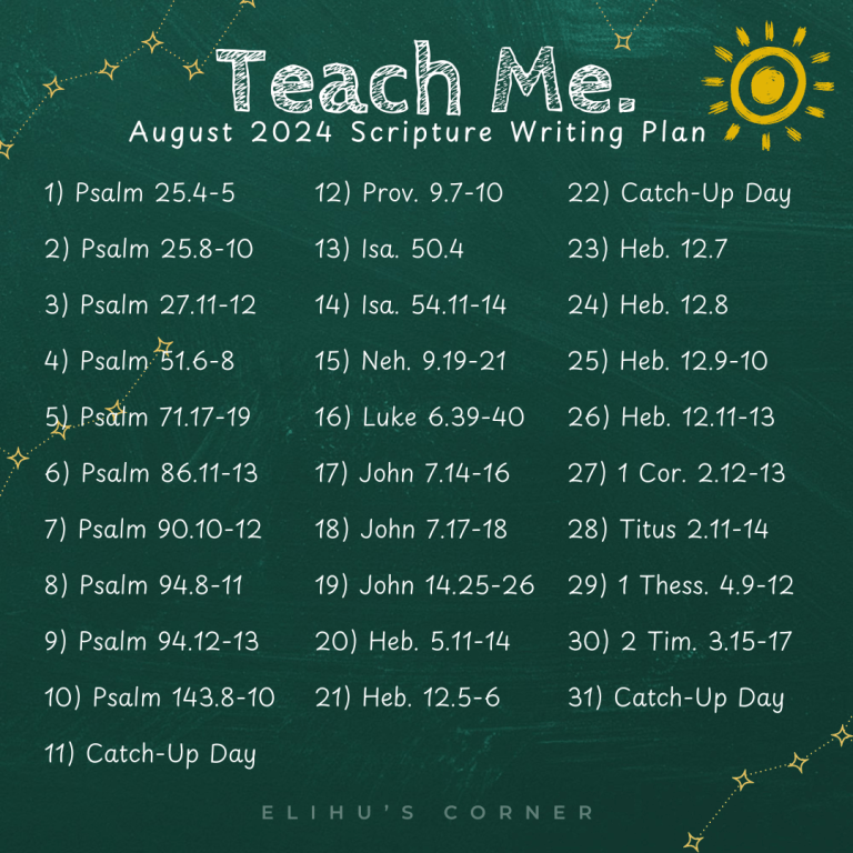 Scripture Writing Plans – Elihu's Corner