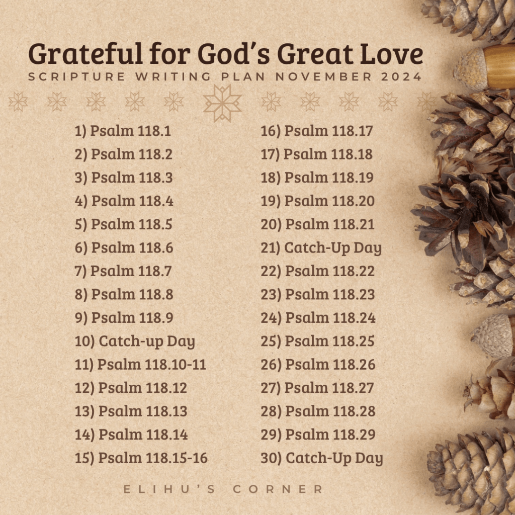 Scripture Writing Plans – Elihu's Corner
